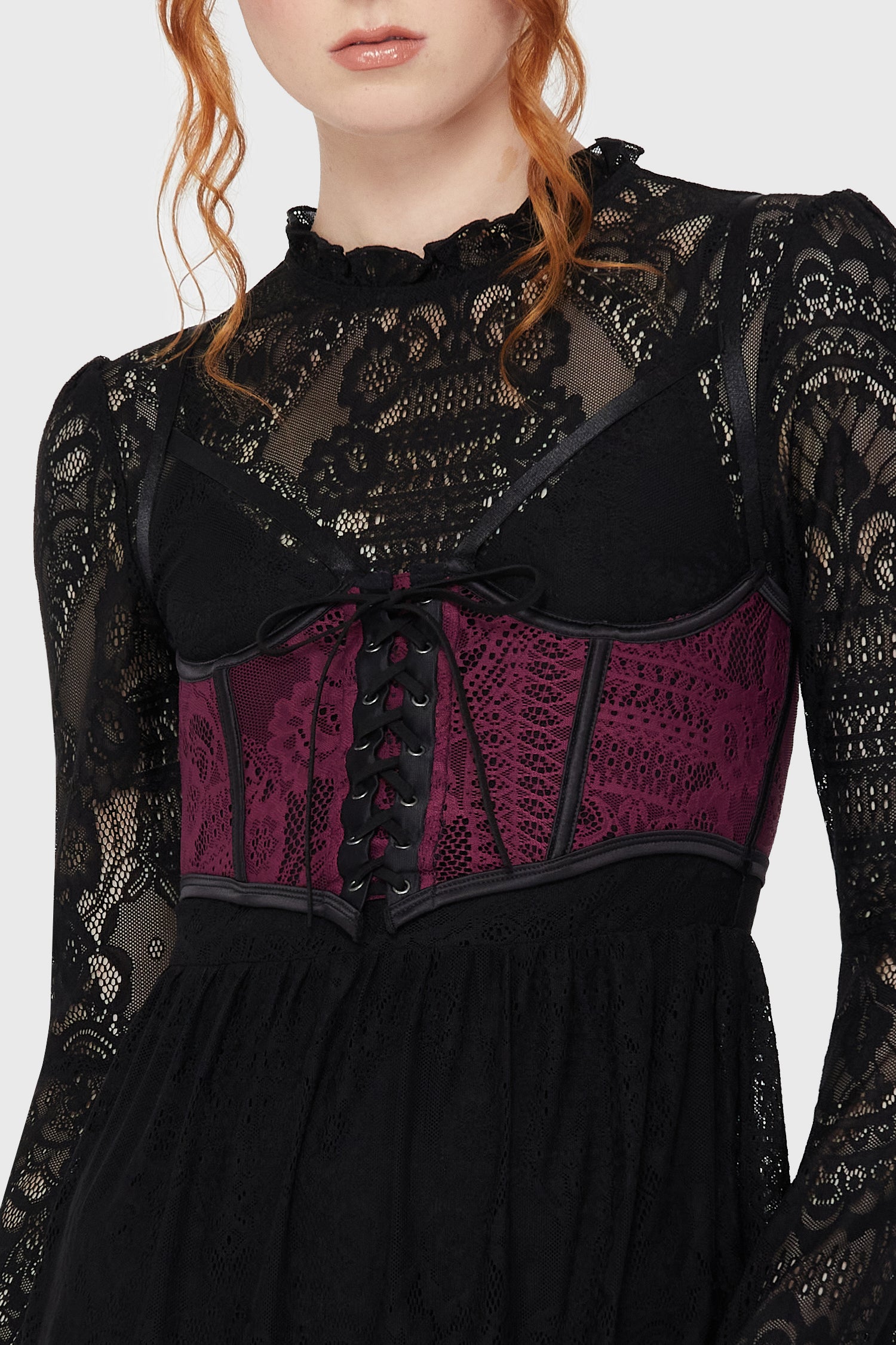 Arden Lace Basque [Plum] | Killstar